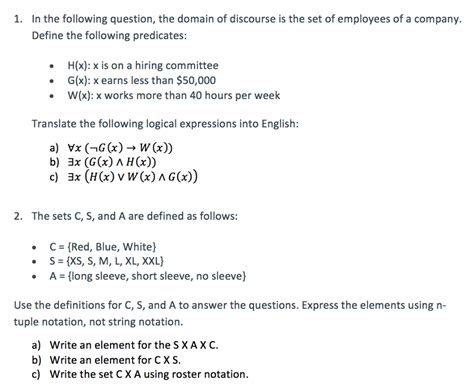 solved in the following question the domain of discourse is