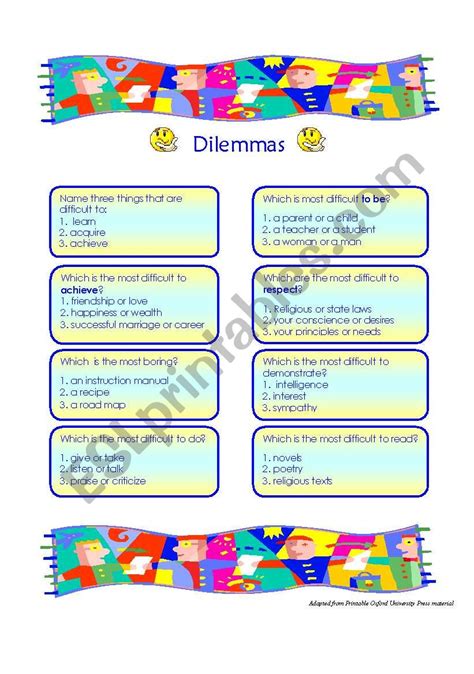 Dilemma Esl Worksheet By Viggia F