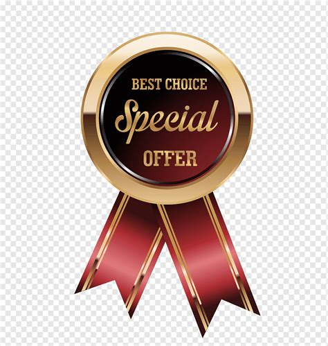 Luxury Golden Badge With Red Ribbon Special Offer Png PNGWing