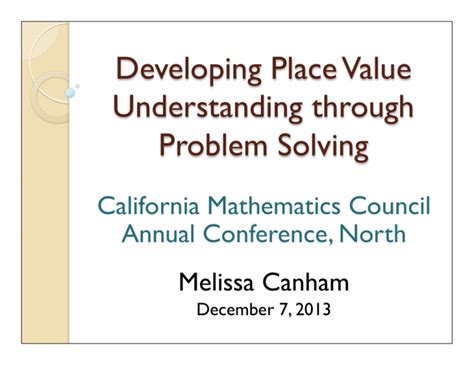 developing place value understanding through problem solving