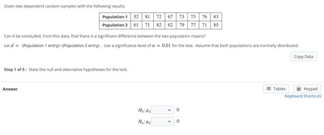 solved given two dependent random samples with the following