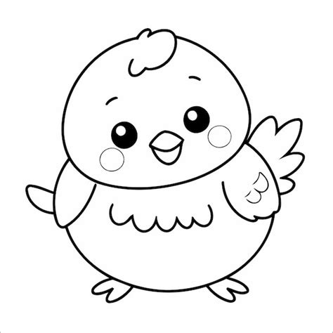 Dibujo De Pollito Para Colorear Para Ni Os Peque Os Vector Premium