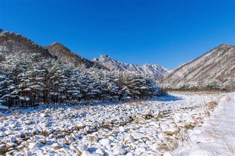 Seoraksan Mountains Is Covered By Snow Stock Image Colourbox
