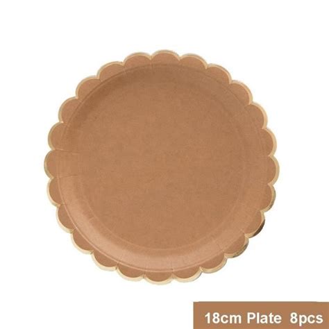 Ensemble de vaisselle jetable en papier Kraft feuille de palmier dorée