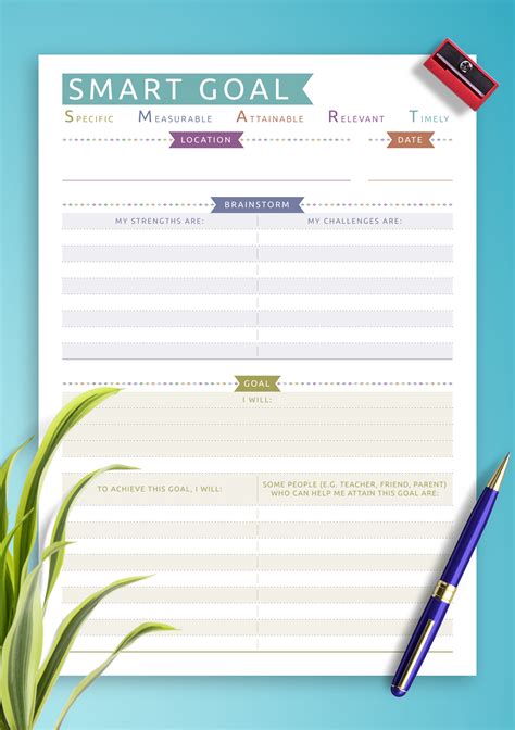 Smart Goals Free Printable Worksheet