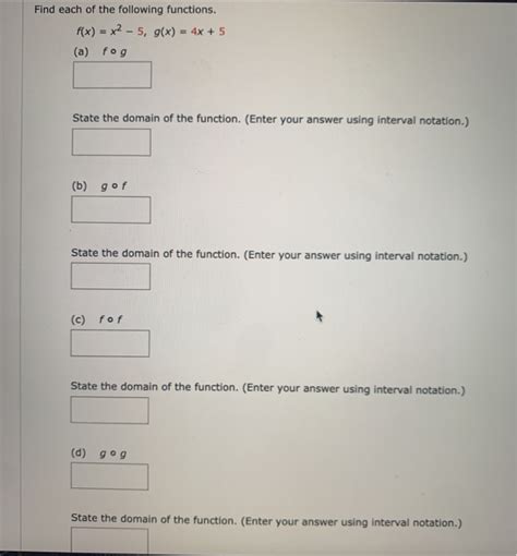 solved find each of the following functions f x x2 5