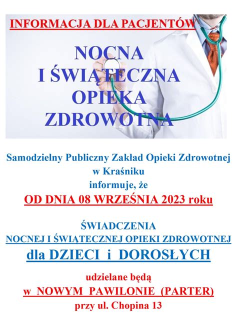 Nocna I Wi Teczna Opieka Zdrowotna Oficjalna Strona Urz Du Gminy Kra Nik