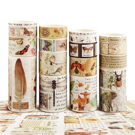 Washi Tape Set 18 Rouleaux Ruban Adhésif Décoratif Vintage Washi