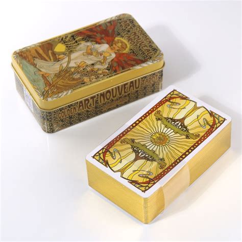 Карты Таро Золотое Уэйт Арт Нуво в жестяной коробке Golden Art Nouveau
