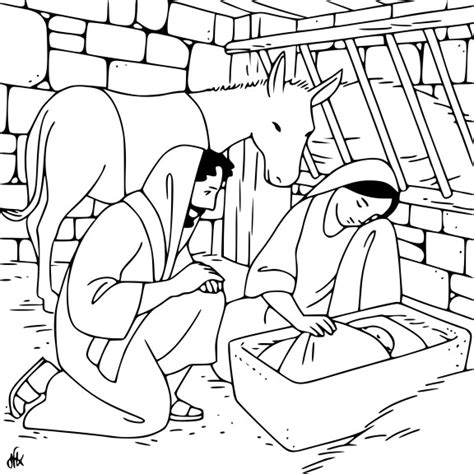 Coloriage crèche de noël à imprimer