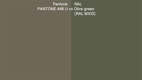Pantone 448 U Vs RAL Olive Green RAL 6003 Side By Side Comparison