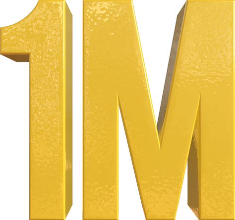 Number 1 Million Yellow Metal Paint 3D Render 16652968 PNG