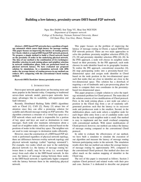 pdf building a low latency proximity aware dht based p2p network