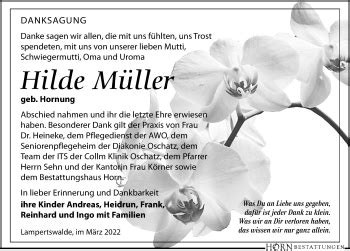 Traueranzeigen von Hilde Müller trauer anzeigen de