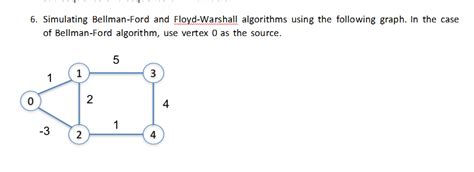 6 simulating bellman ford and floyd warshall algorithms using the following graph in the case