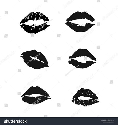 Lipstick Kiss Print Isolated Vector Set Stock Vector Royalty Free 1624898764 Shutterstock