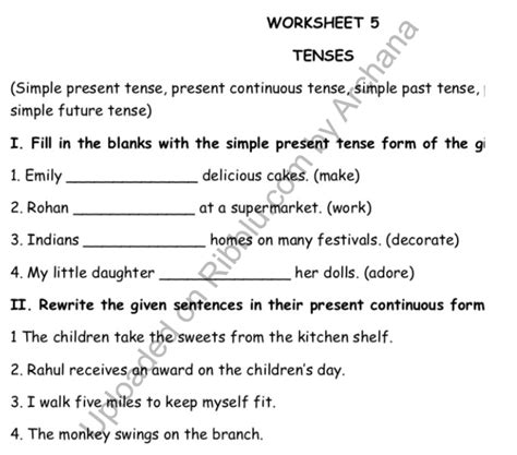 Simple Present Tense Worksheet For Class Simple Present Tense