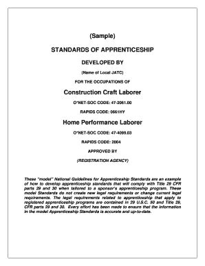 Fillable Online Doleta CL HPL Standards Employment Training