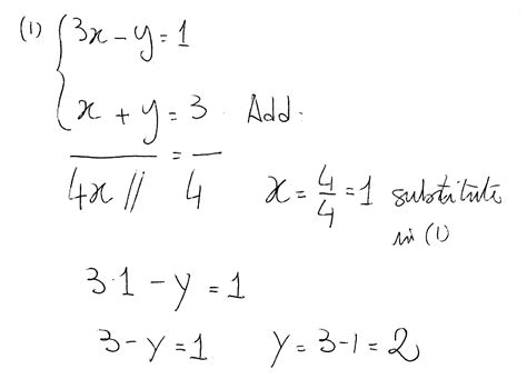how do you find the solution of the system of equations 3x y 1 and x y 3 socratic