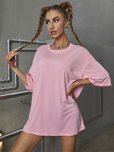 SHEIN EZwear Solid Drop Shoulder Oversized Tee SHEIN USA