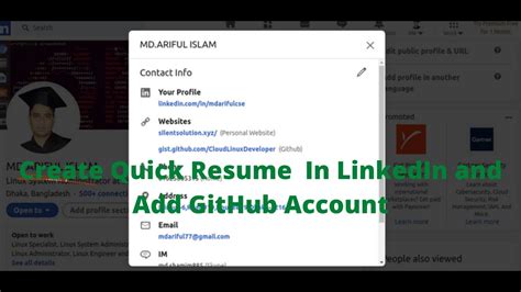 Create Quick Resume In LinkedIn And Add GitHub Account YouTube