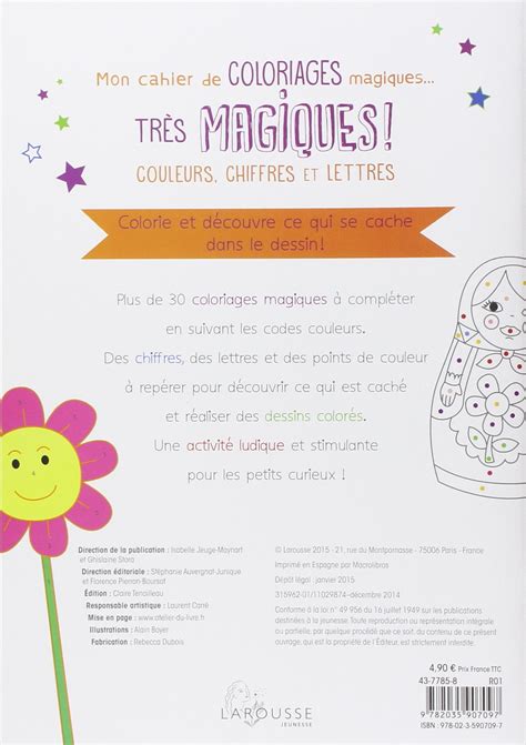Belle Mon Cahier De Coloriages Tres Magiques Couleurs Chiffres Et