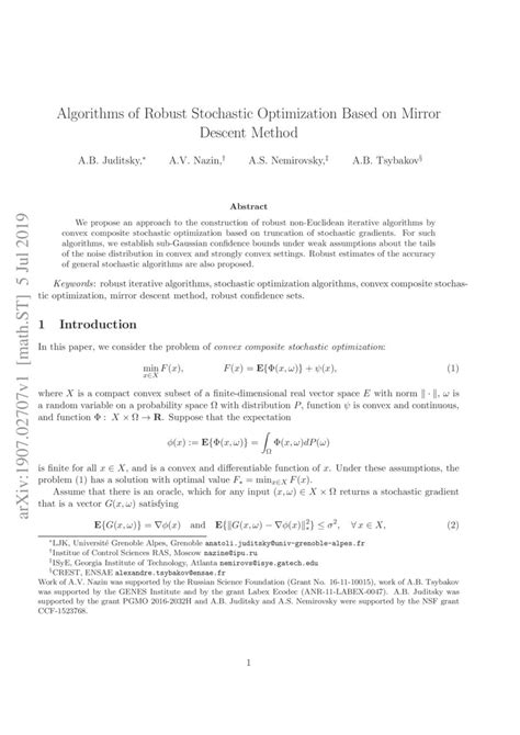 algorithms of robust stochastic optimization based on mirror descent method deepai