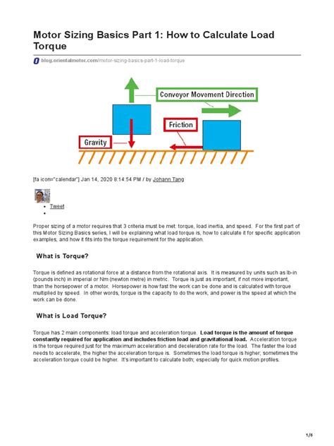 motor sizing basics part 1 how to calculate load torque pdf torque force