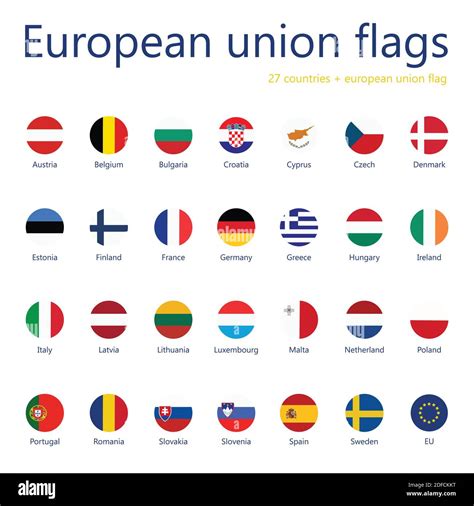 Vector Illustration Set Of European Country Flags With Names The Best