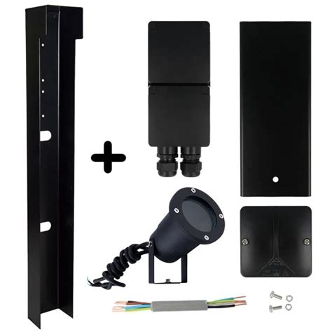Buitenstopcontact Paal Zwart Met Spot Ip Stopcontacten