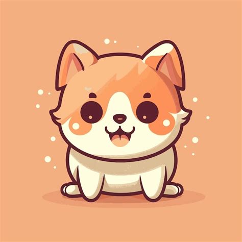Lindo chibi perro kawaii ilustración Vector Premium