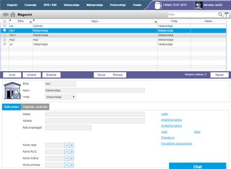 Magacini TIM ERP On Line Help