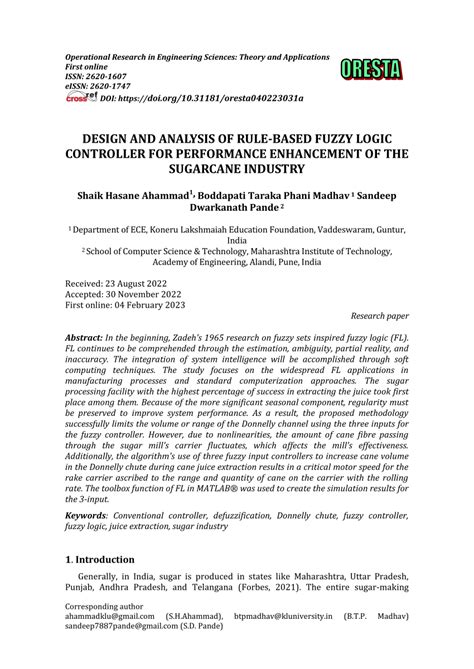 pdf design and analysis of rule based fuzzy logic controller for performance enhancement of