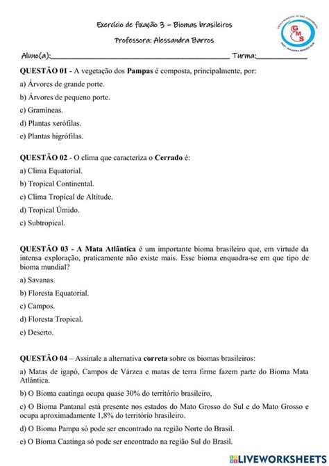 Biomas Brasileiros Interactive Exercise
