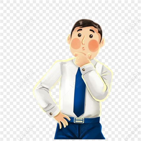 Thinking Man Thinking Man Business Man Cartoon Person Thinking PNG
