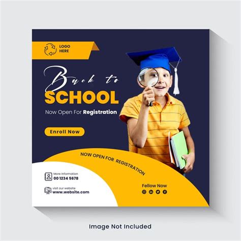 Schule Social Media Post Oder Square Web Banner Vorlage Premium Vektor