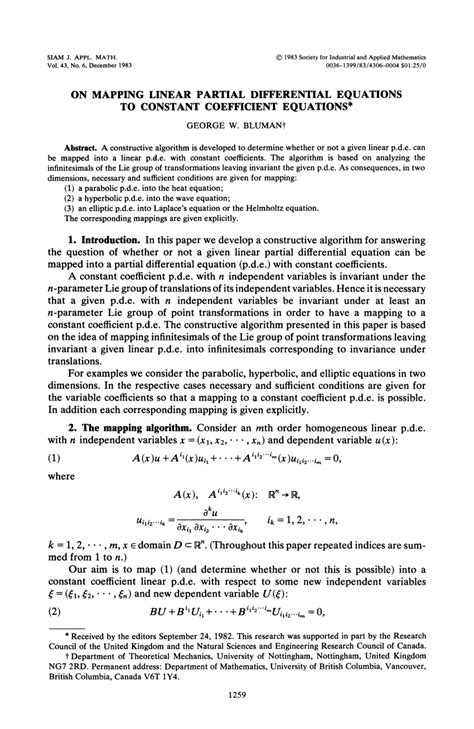 pdf on mapping linear partial differential equations to constant coefficient equations