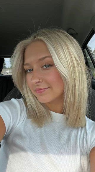 New Haircut Ideas For Women To Try In Vanilla Blonde Lob Bangs