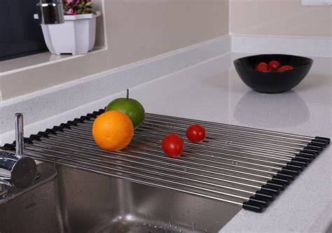AAKitchen Égouttoir à vaisselle enroulable multifonction au dessus de l