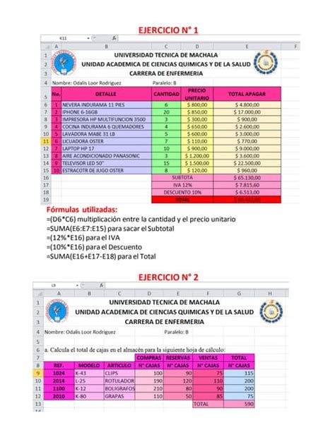 excel ejercicios pdf