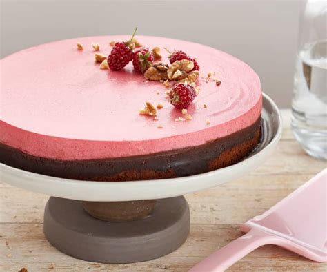 Bavarois La Framboise Sur G Teau Noix Et Chocolat Cookidoo Das