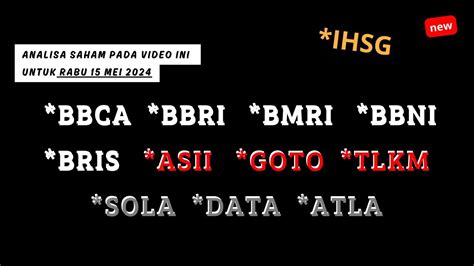Analisa Saham 15 Mei 2024 IHSG BBCA BBRI BMRI BBNI BRIS ASII GOTO TLKM