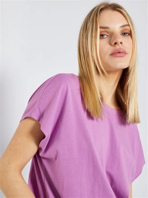 T Shirt Uni Manches Courtes Rose Kiabi
