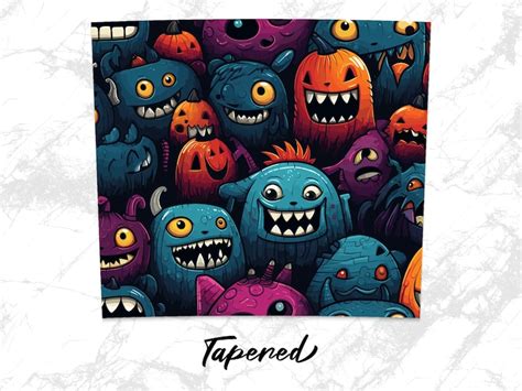 Friendly Monsters And Zombies Tumbler Wrap PNG 20oz Skinny And Etsy