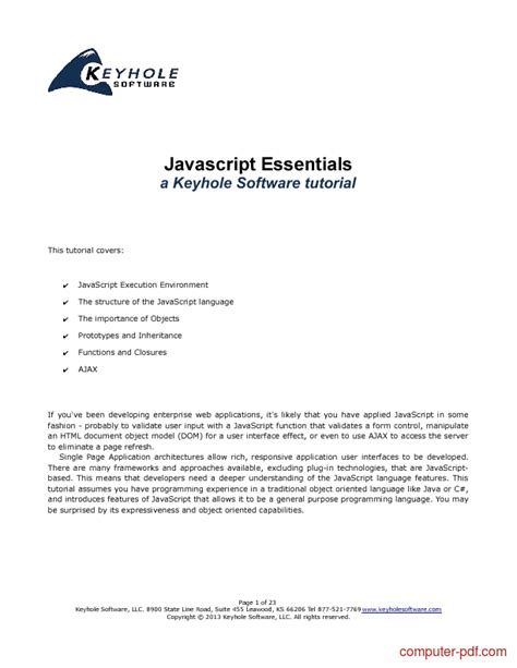 Tutoriel Javascript Pdf