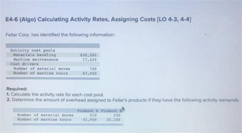 Solved E4 6 Algo Calculating Activity Rates Assigning Chegg