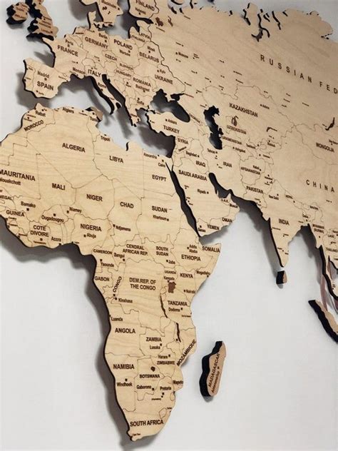 Light Wood Wall Map Of The World Map Wall Art Large Travel LED Image 8
