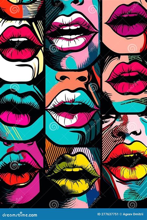 Woman Abstract Art Lipstick Mouth Lips Illustration Element Poster