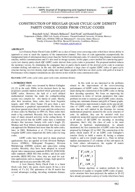 pdf construction of regular quasi cyclic low density parity check codes from cyclic codes