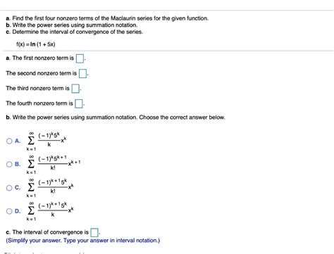 solved a find the first four nonzero terms of the maclaurin